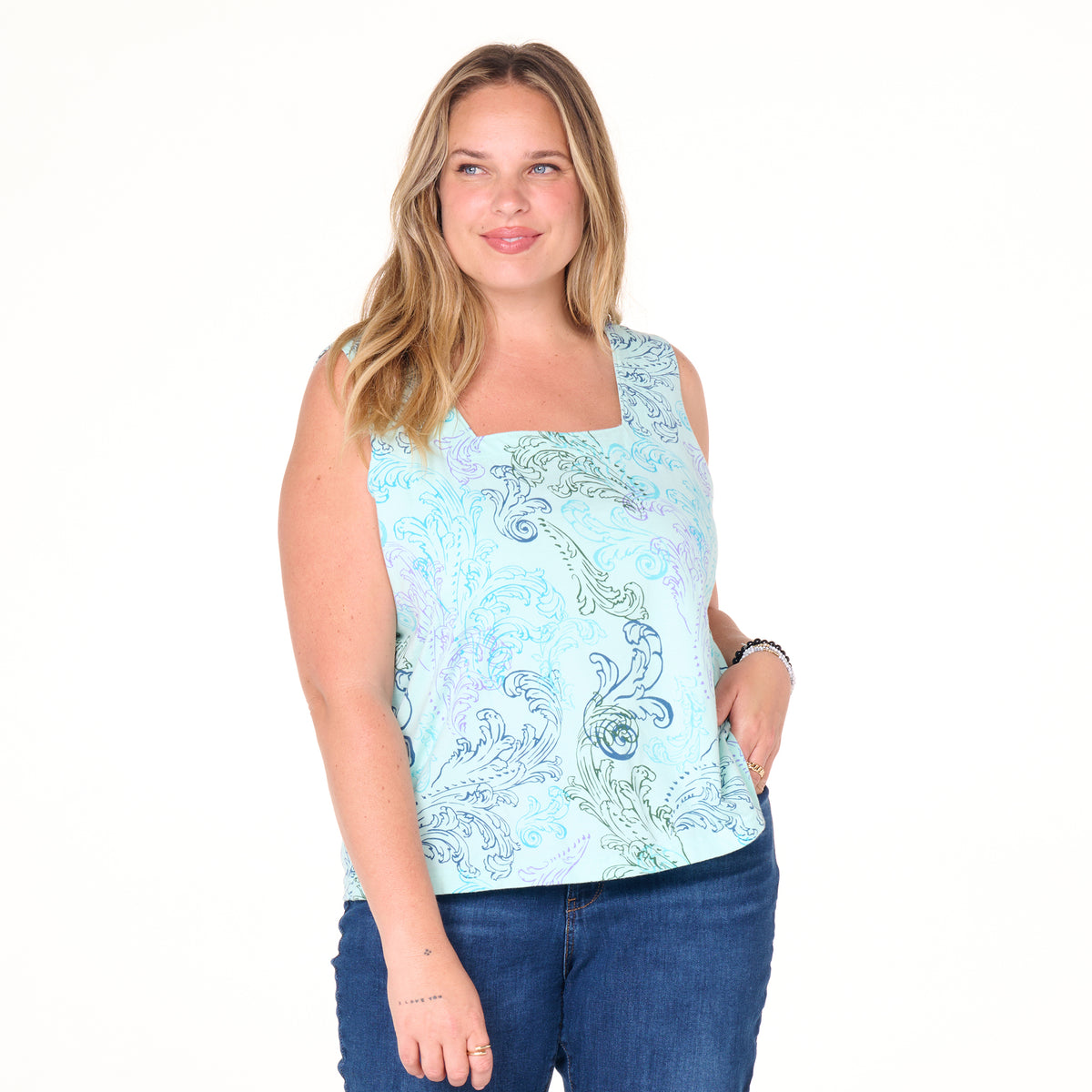Waverley Swirl Boxy Tank | Plus Size Summer Colors – Fresh Produce Clothes